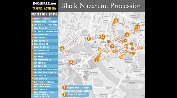 MMDA reroutes traffic in Manila for Black Nazarene procession ...