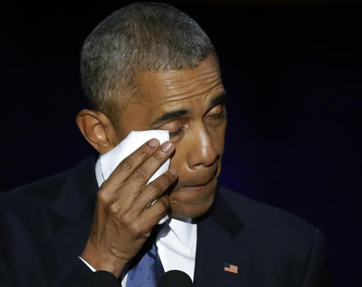 Obama tears up during tribute to Michelle, daughters | Inquirer News