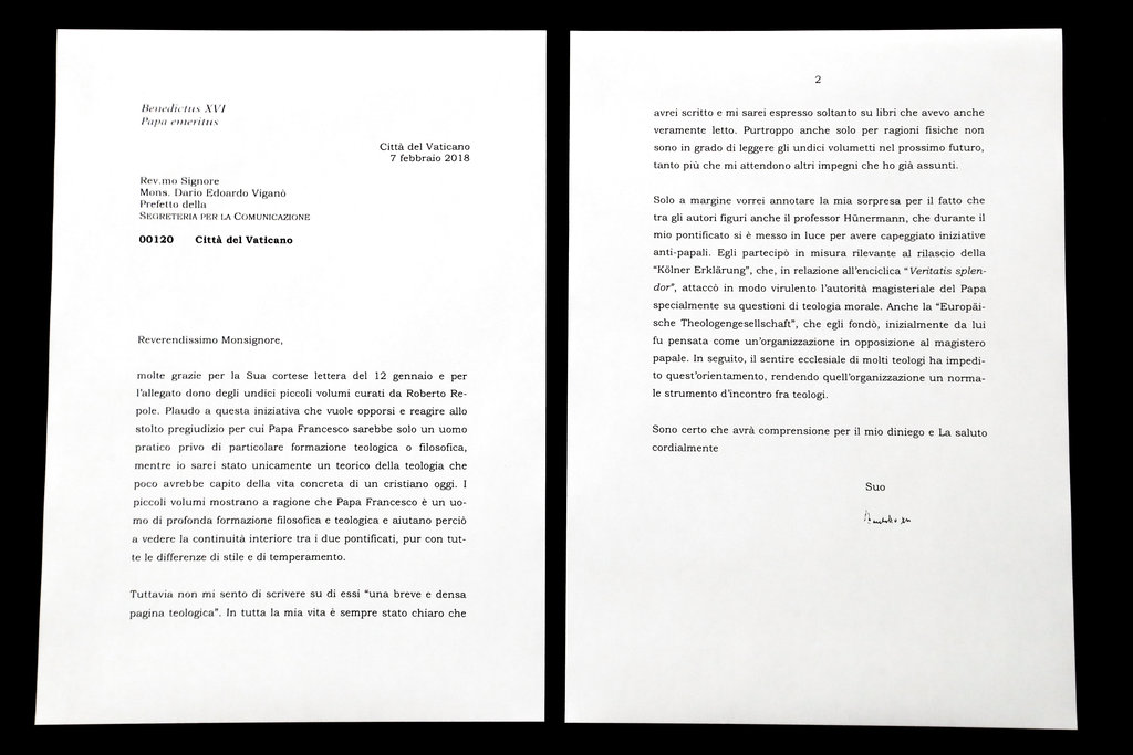 Vatican bows to pressure, releases retired pope's letter | Inquirer News