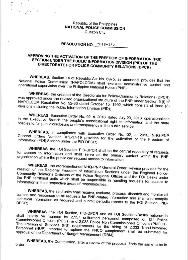 Napolcom orders PNP to form FOI desk in police offices | Inquirer News