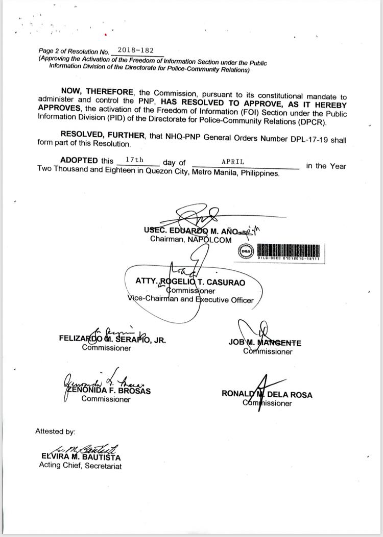 Napolcom orders PNP to form FOI desk in police offices | Inquirer News