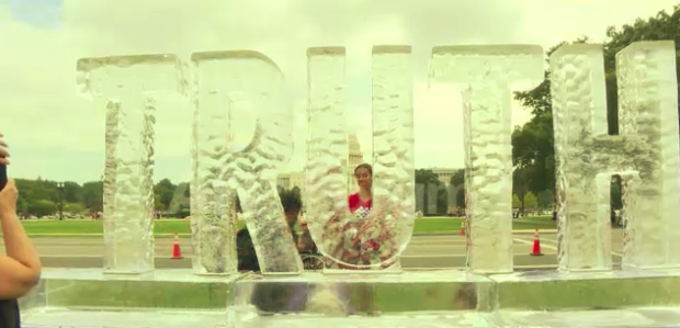 Melting ice sculpture protests 'fake news' at US Capitol | Inquirer News