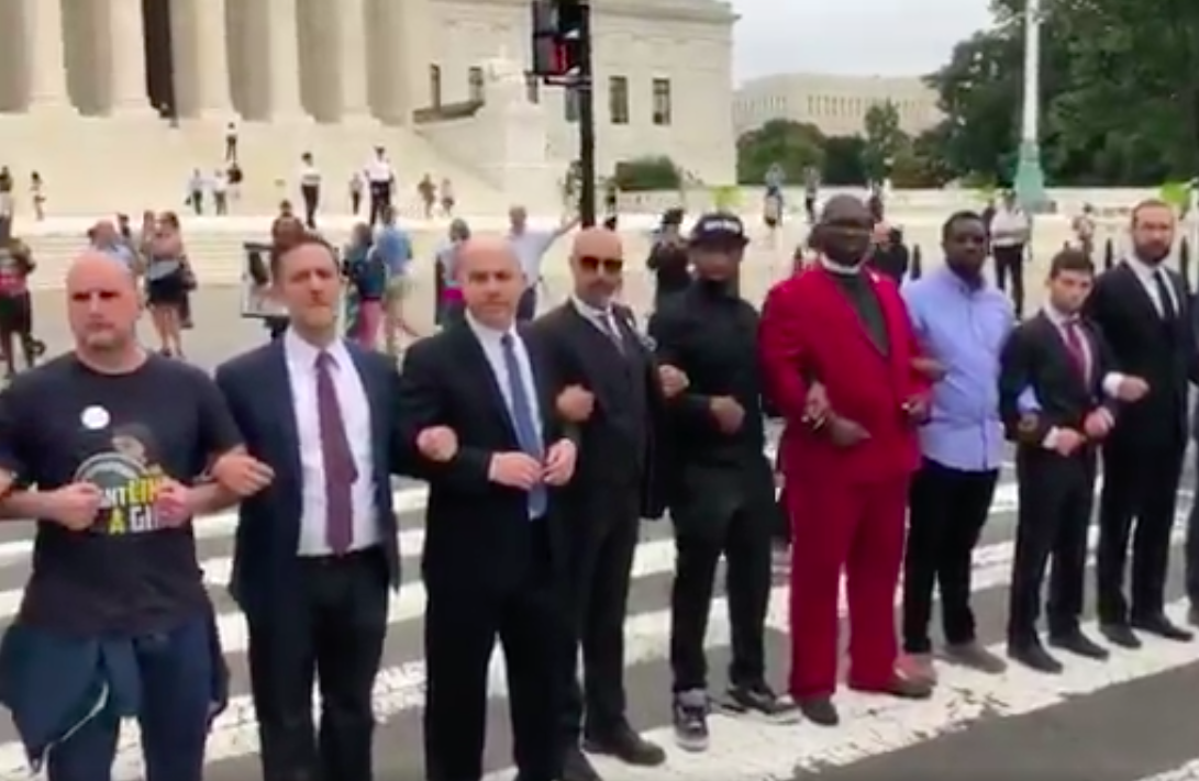 WATCH: Men in suits yelling 'believe women' outside US Supreme Court ...