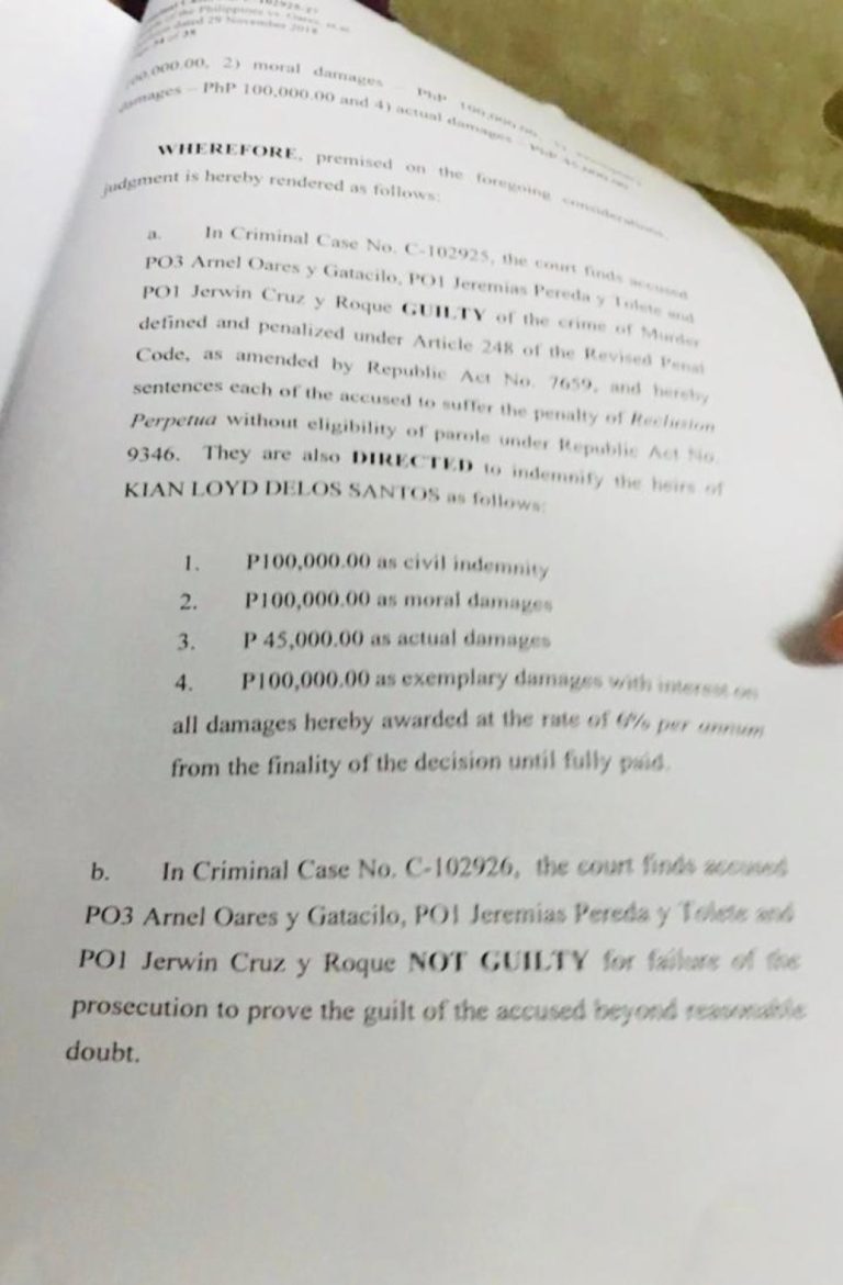 3 policemen guilty of killing Kian delos Santos -- court | Inquirer News