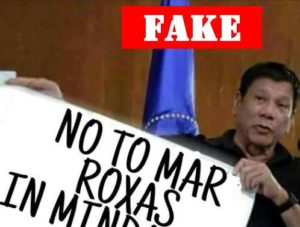 LOOK: Fake photo of Duterte holding anti-Roxas sign | Inquirer News