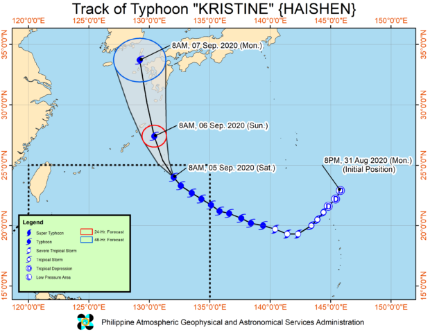 Typhoon Kristine slightly weakens, expected to exit PAR Saturday night ...