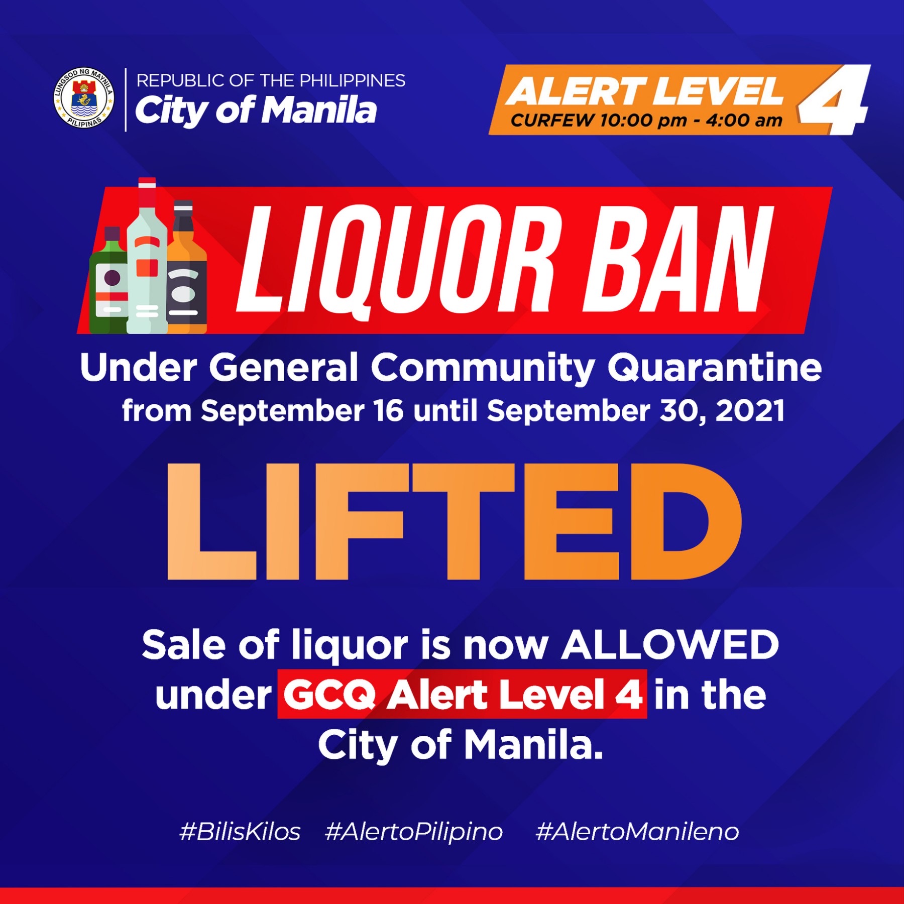Manila lifts liquor ban starting Sept. 16 | Inquirer News