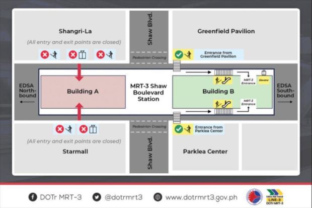 Entry, exit points of MRT 3 Shaw station Building A closed from March ...