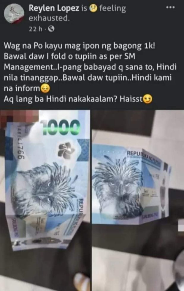 Social media post on rejected P1,000 polymer banknote goes viral ...
