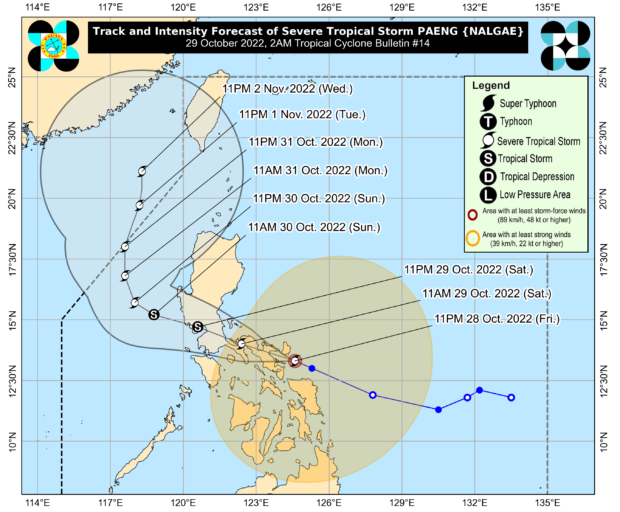 Paeng now a Severe Tropical Storm; Signal No. 3 up in several Bicol ...