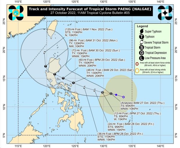 6 areas under Signal No. 1 as Paeng intensifies into a tropical storm ...