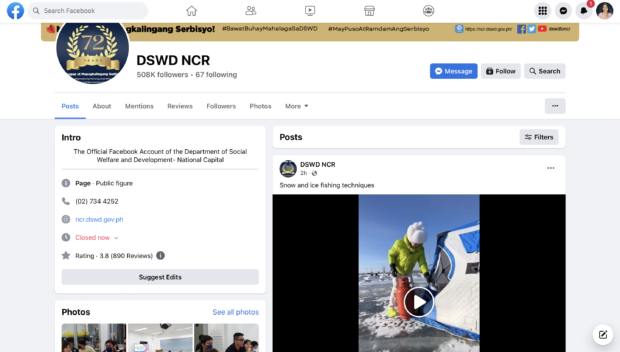DSWD-NCR Facebook page hacked, says OIC | Inquirer News