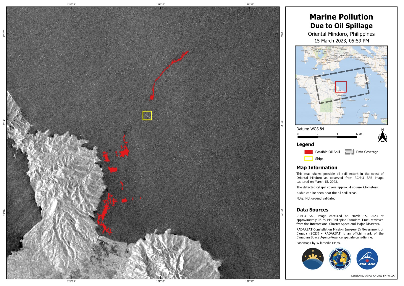 Oil spill nearing shoreline of Pola, Oriental Mindoro based on ...