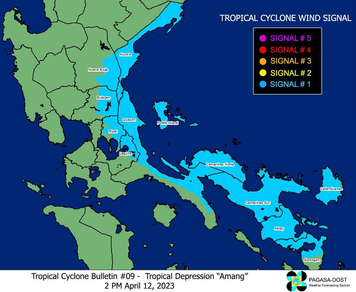 Pagasa: 11 provinces now under Signal No. 1 as TD Amang crosses Caramoan, CamSur | Inquirer News