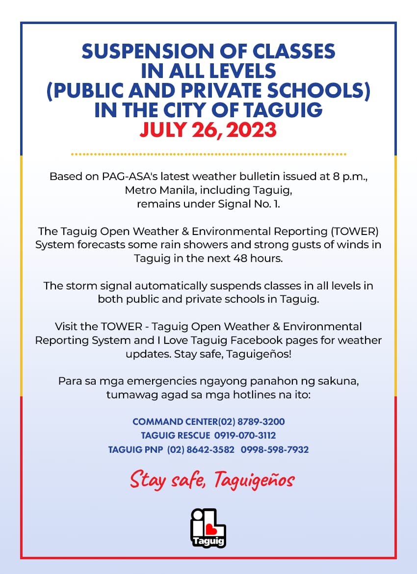 #WalangPasok: Class suspensions for July 26 due to Typhoon Egay | Inquirer News