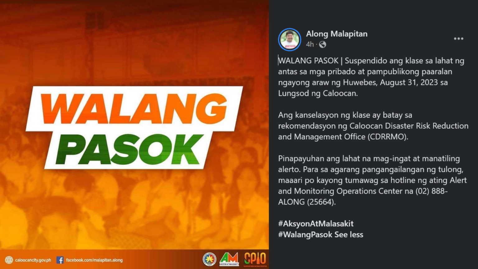 #WalangPasok: Class suspensions for August 31 due to Goring, southwest ...