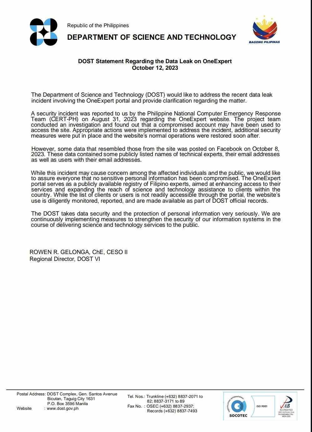 DOST: No personal info compromised from OneExpert portal cyberattack ...