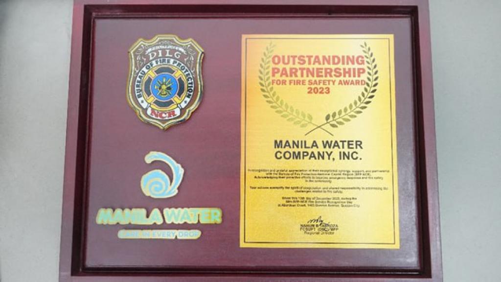 BFP-NCR names Manila Water as Outstanding Partner for Fire Safety