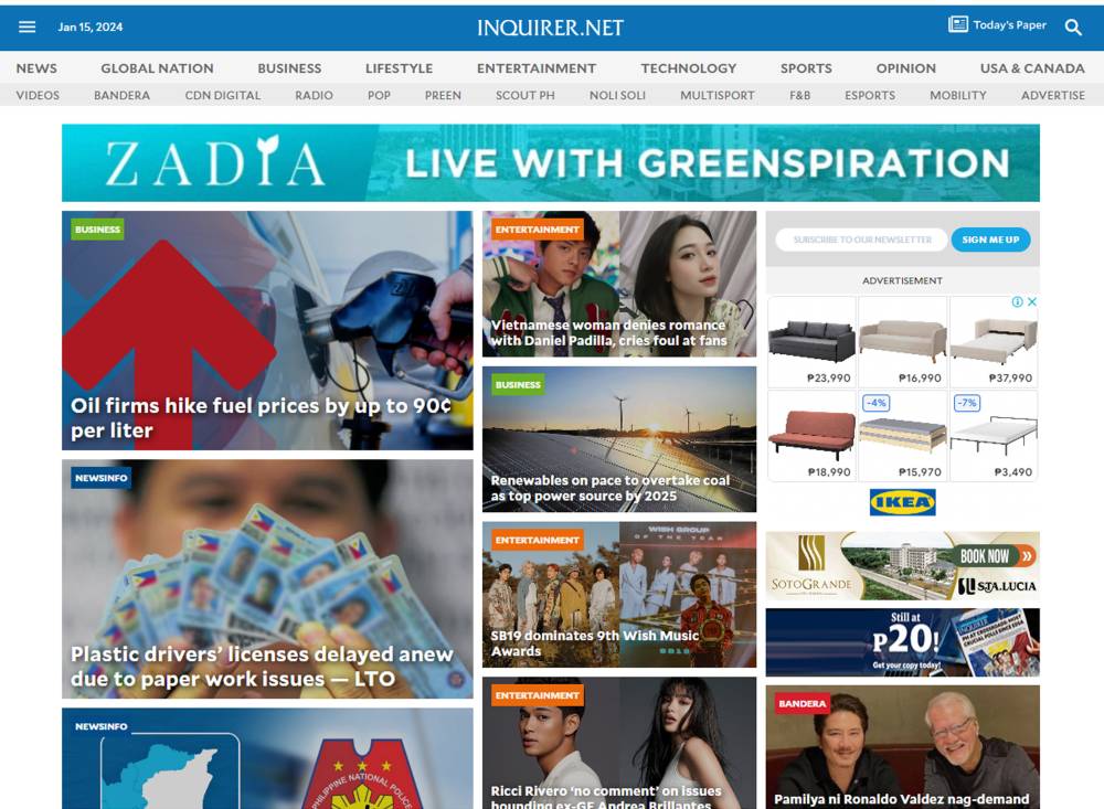 INQUIRER.net tops PH news website rankings in 2023