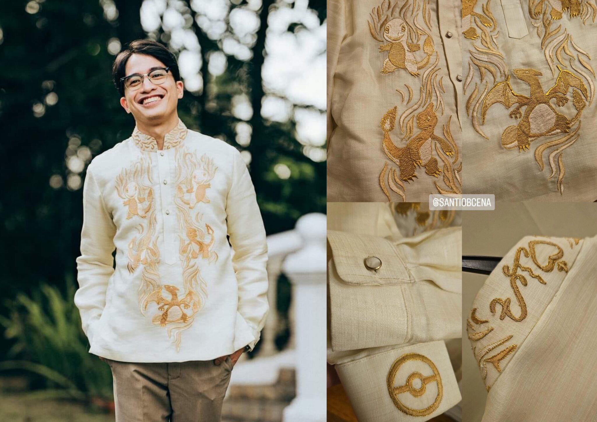 Groom wears Charmander Pokémon-inspired barong on wedding day ...