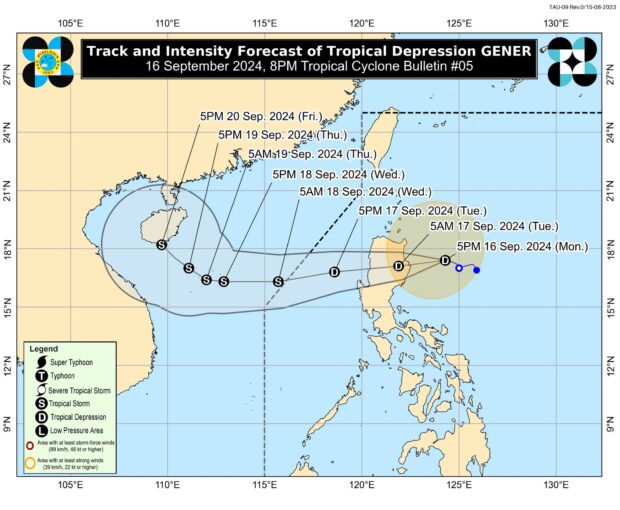 Tropical Depression Gener speeds up, landfall expected Tuesday