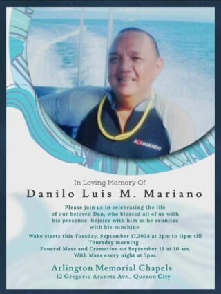 Danilo Luis Mariano: A life of integrity, passion, and purpose; 71