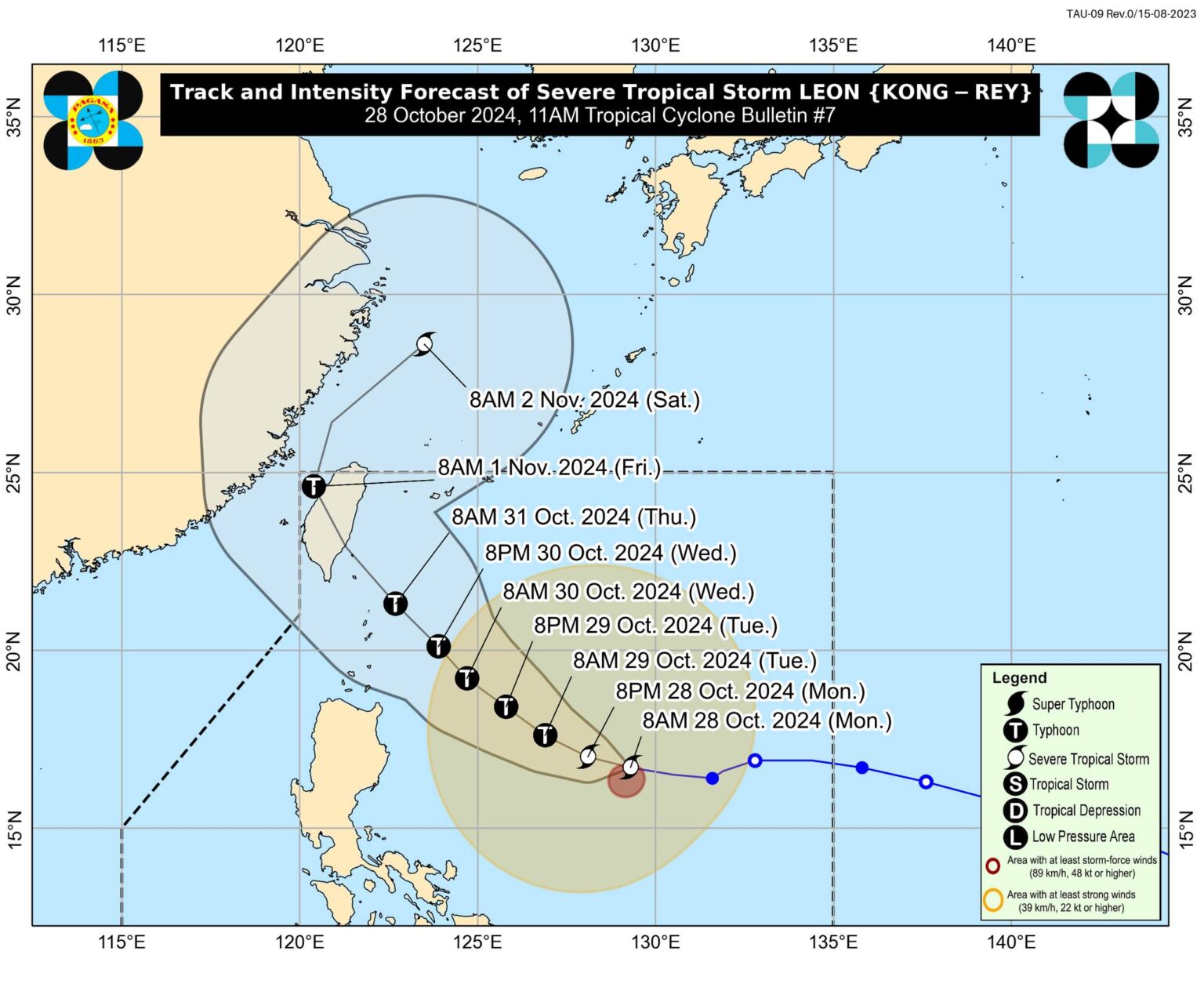 Leon now a severe tropical storm, may reach typhoon category