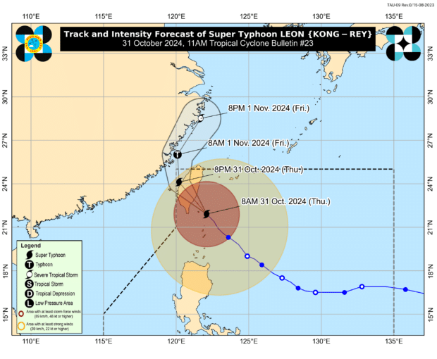 Batanes downgraded to Signal No. 4 as Leon heads toward Taiwan