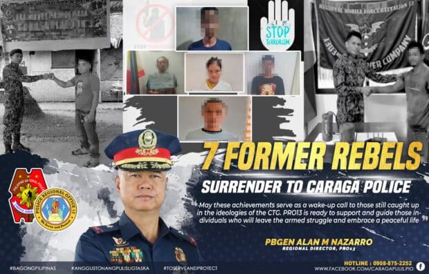 7 NPA rebels surrended in Caraga
