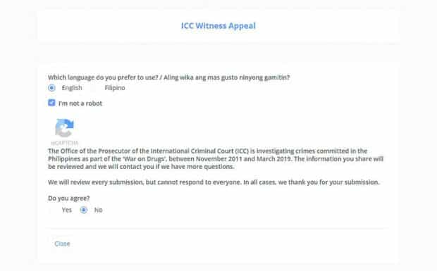 ICC crowdsourcing evidence vs Duterte