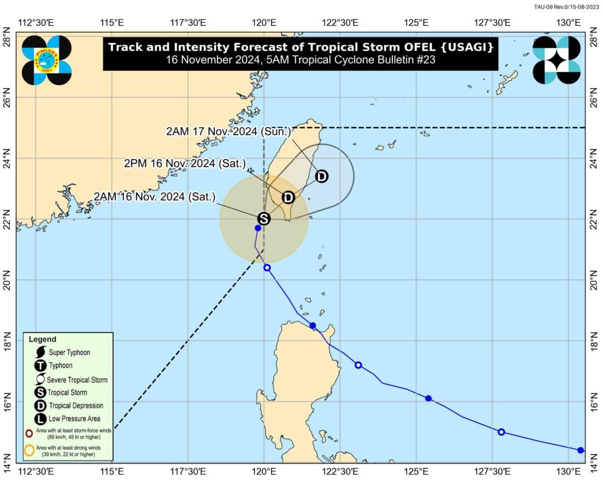 Ofel still inside PAR; to further weaken as it approaches Taiwan