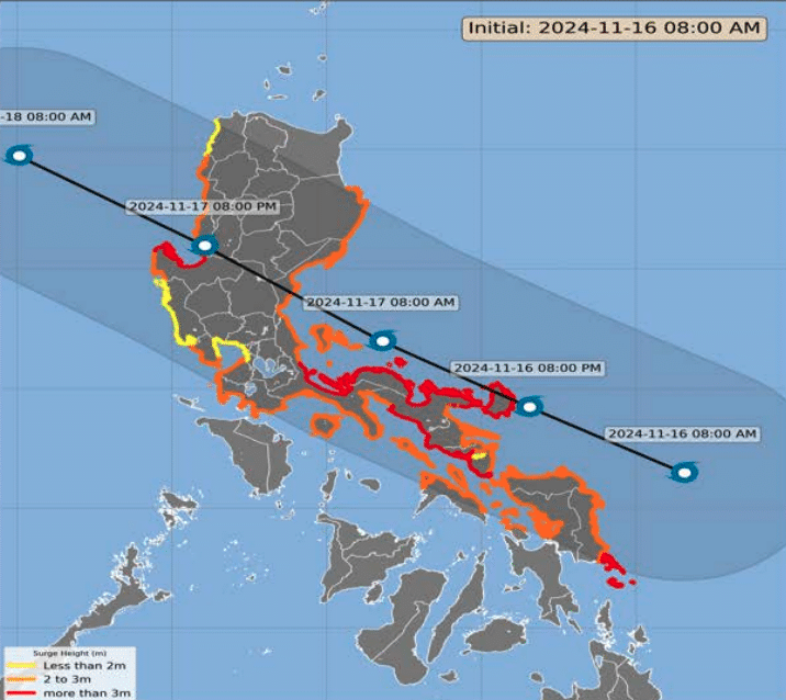 Areas at high risk of storm surge due to Super Typhoon Pepito
