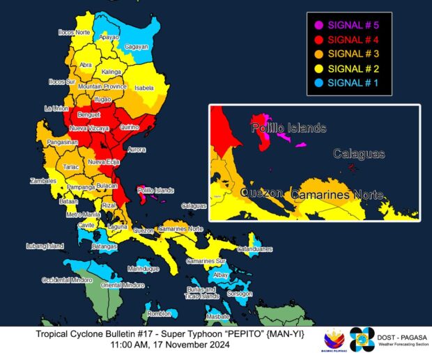 Super Typhoon Pepito sustains strength, heads to Aurora, Quezon