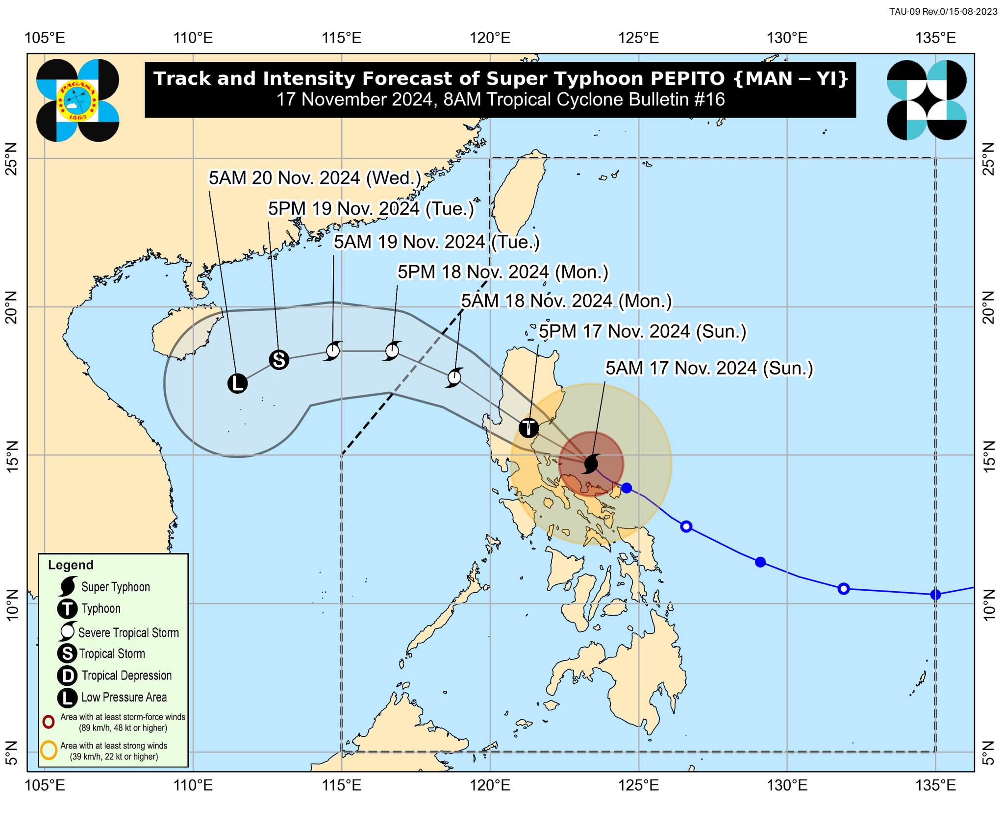 Pepito now over PH Sea in Quezon, Signal # 5 up in 2 areas