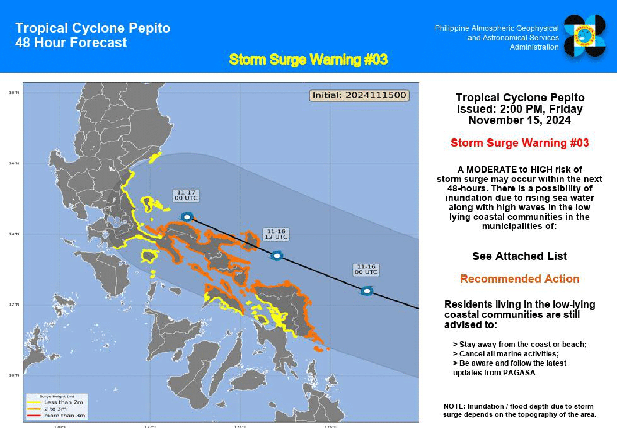 Storm surge warning up over parts of Luzon, Visayas
