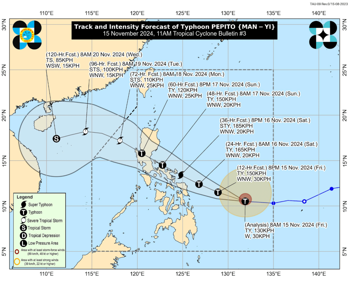Pepito is now a typhoon; Ofel weakens to a severe tropical storm