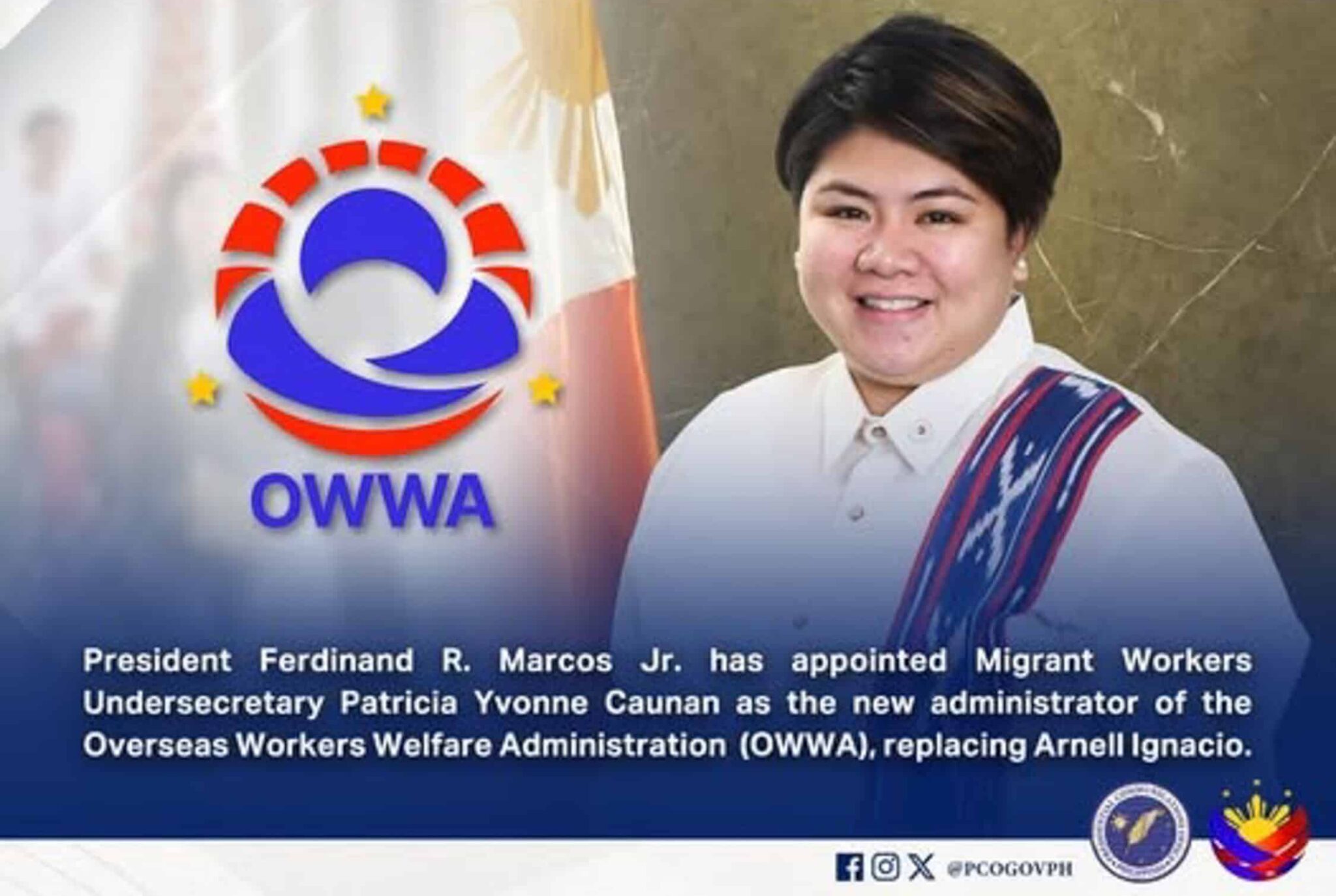 Seasoned labor lawyer Patricia Caunan new OWWA chief