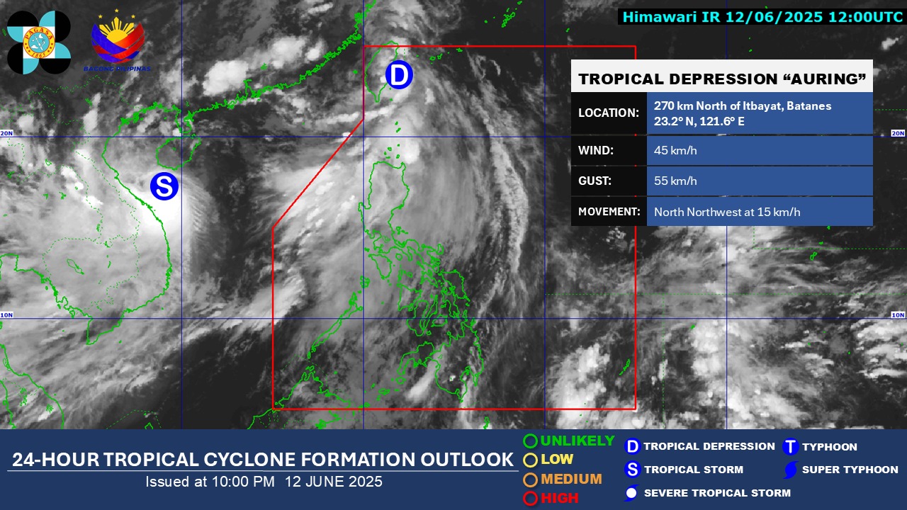 LPA off Batanes becomes Tropical Depression Auring