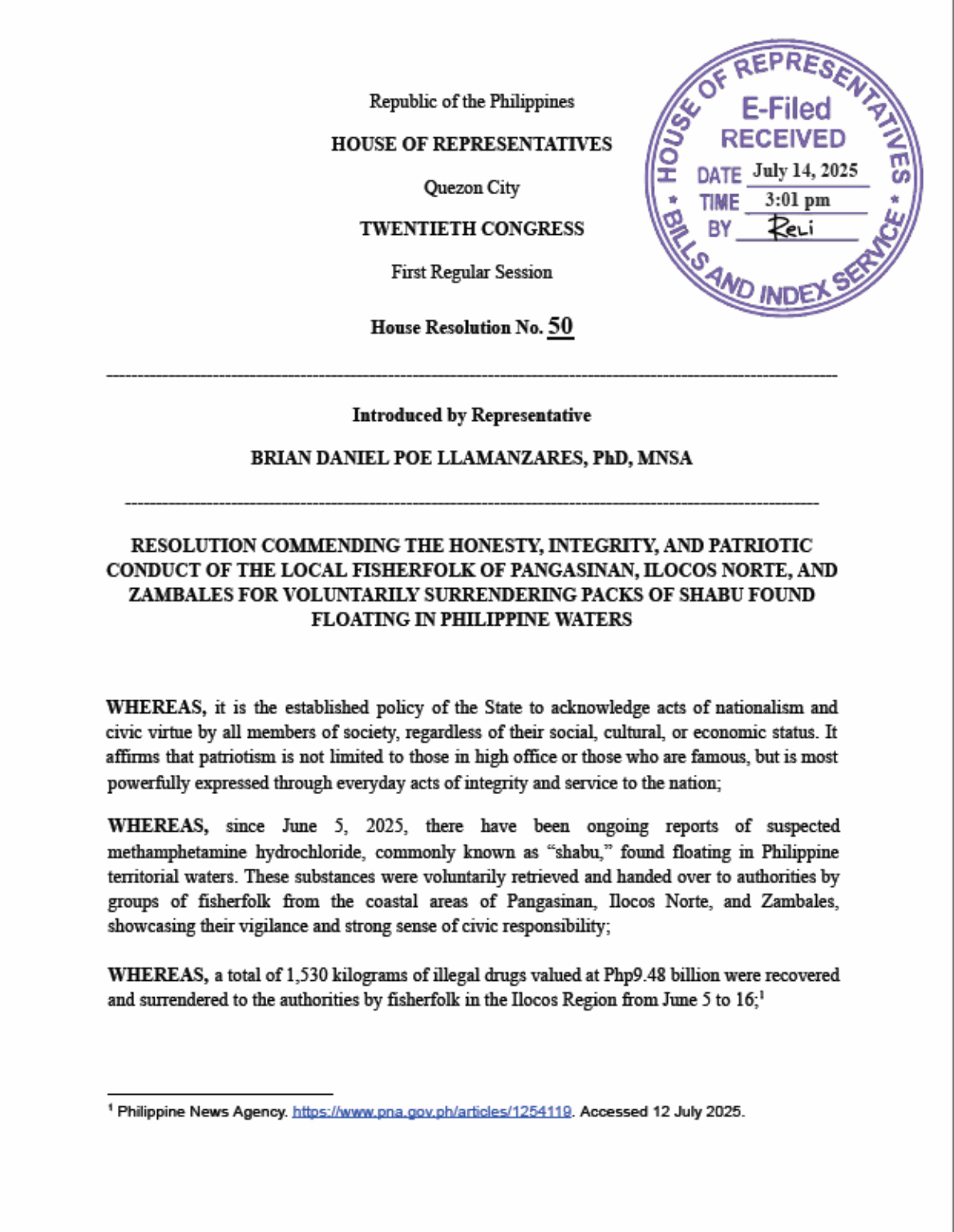 Rep. Brian Poe commends fishermen for exemplary acts of honesty