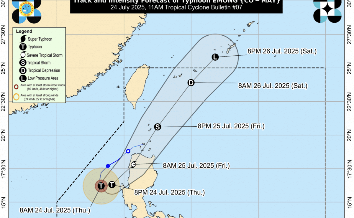 Typhoon Emong may make landfall over La Union or Ilocos Sur