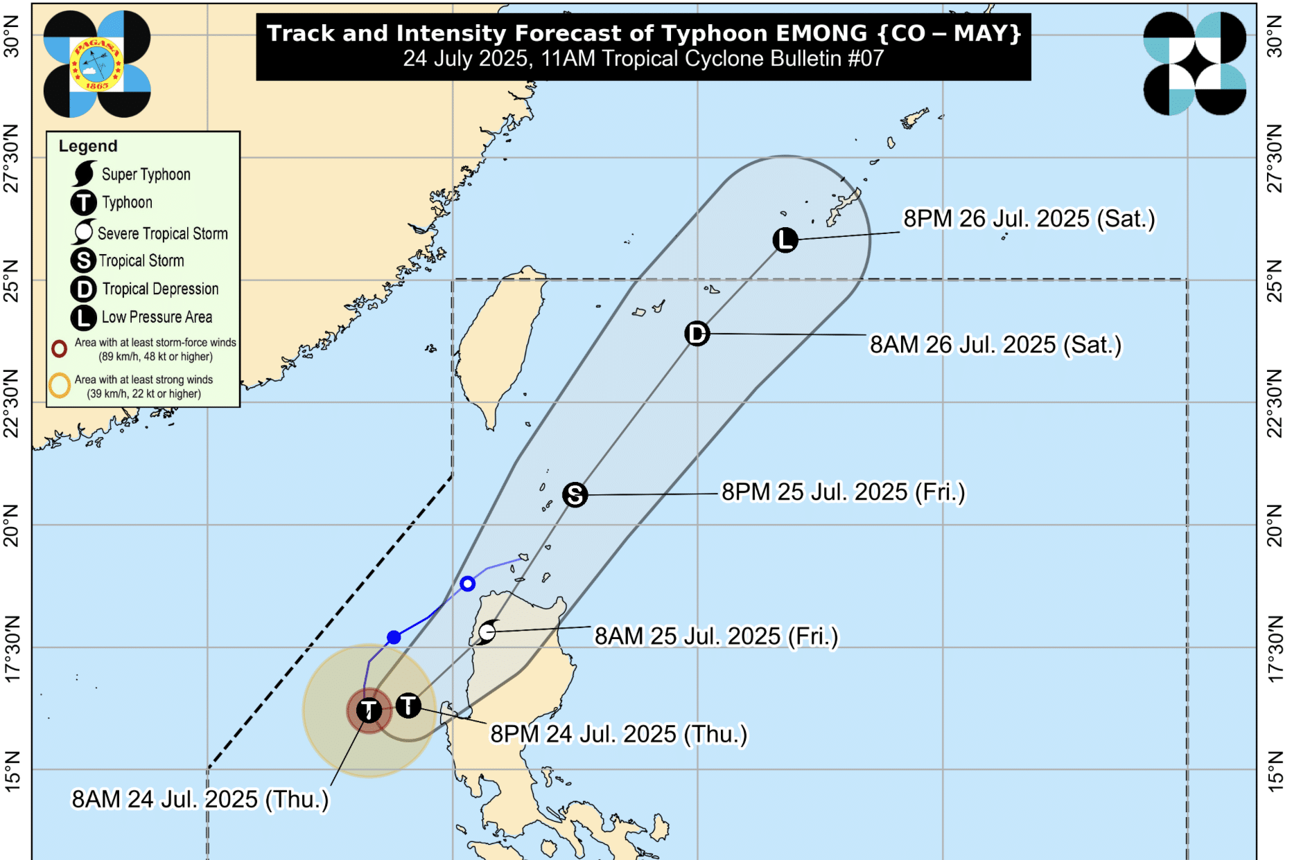 Typhoon Emong may make landfall over La Union or Ilocos Sur