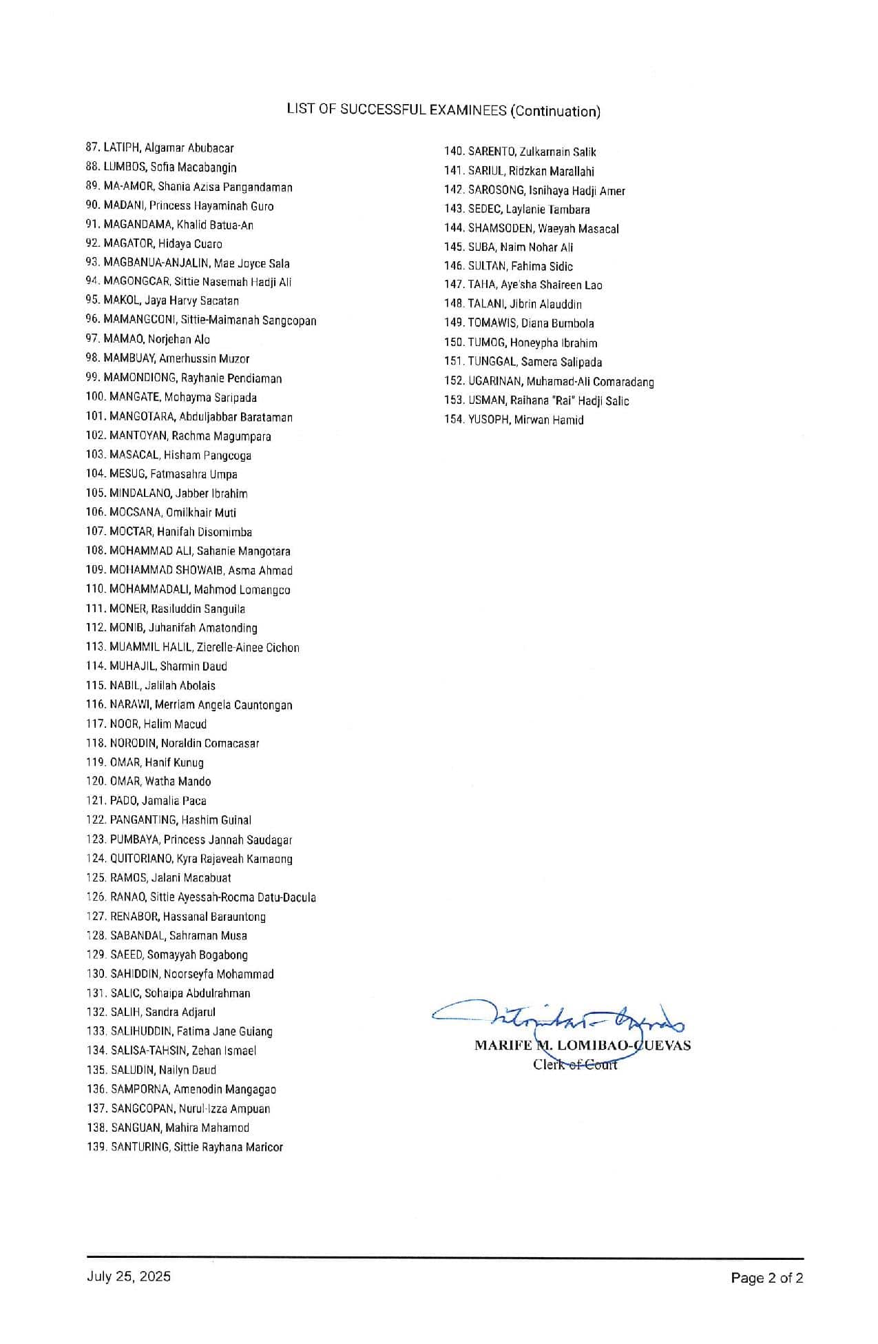 Pumbaya tops 2025 Shari’ah Bar; 154 pass out of 629