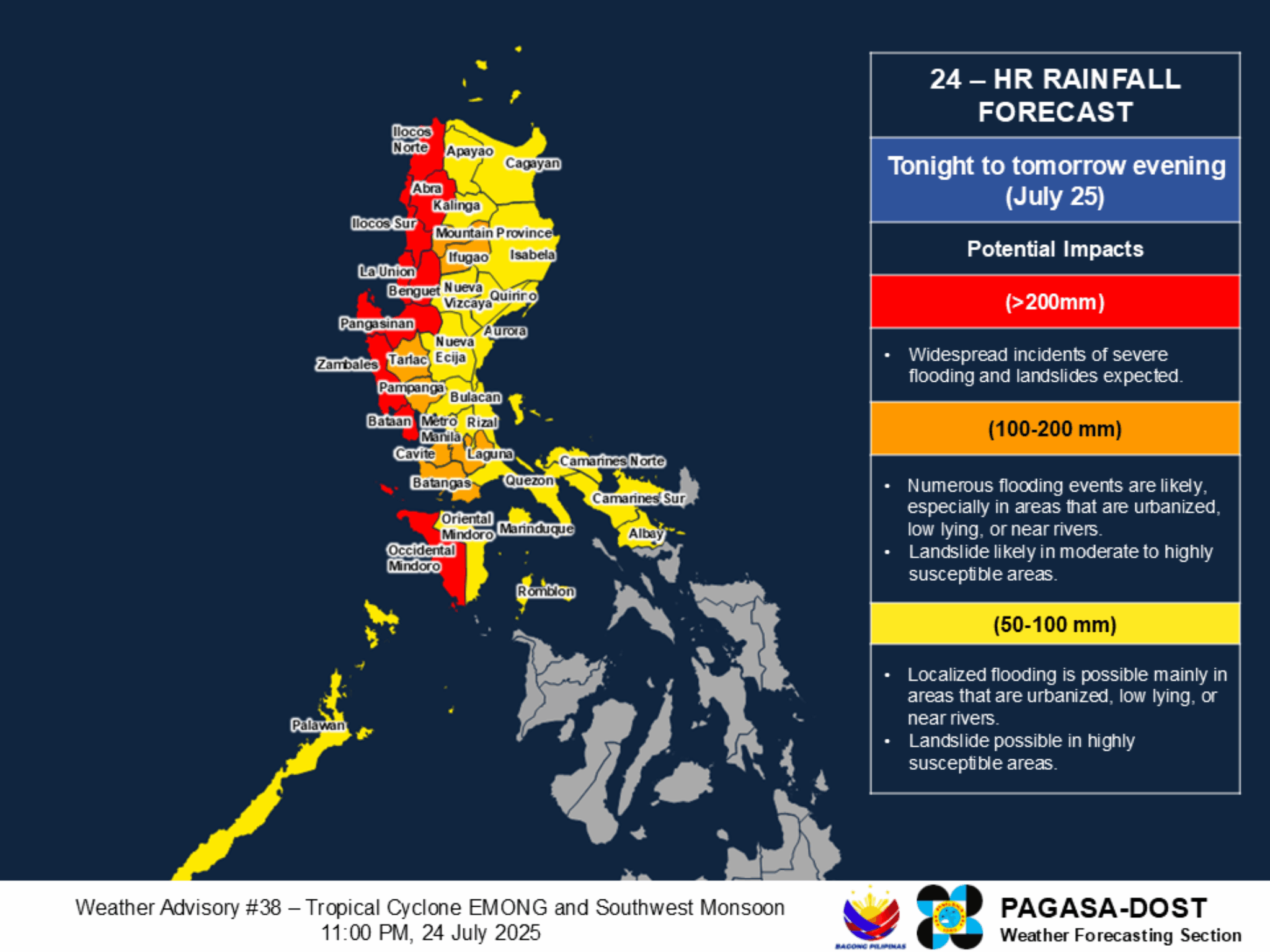 Wet, rainy weekend in Luzon until Sunday due to Typhoon Emong
