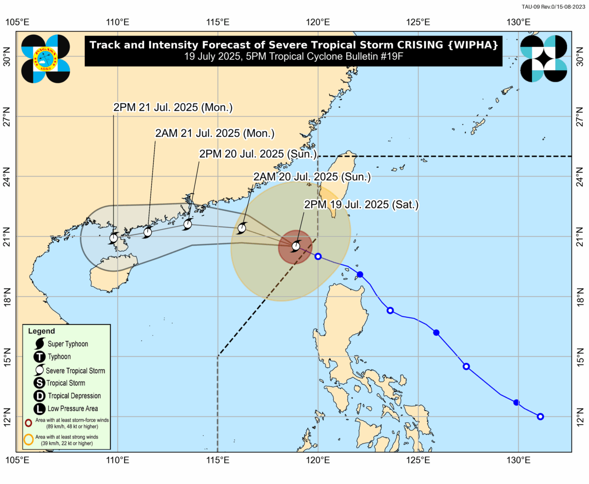 Wipha (formerly Crising) exits PAR, may intensify into typhoon