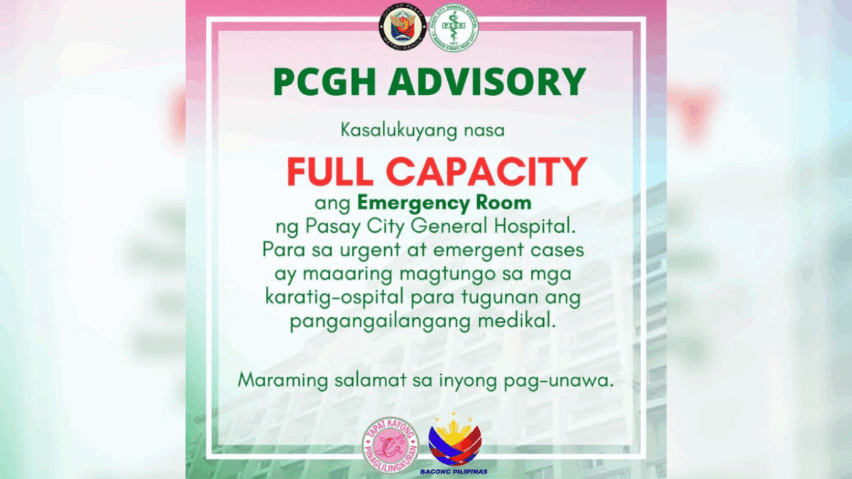 Pasay City General Hospital `ER' hits full capacity