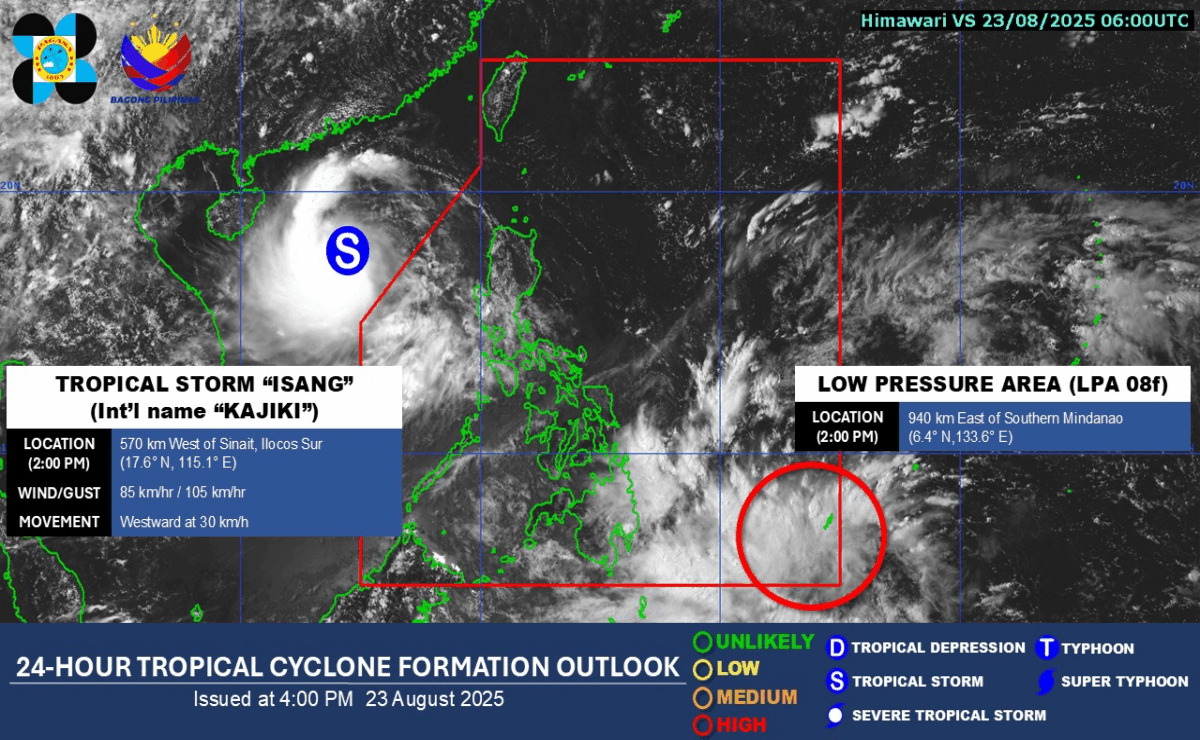 Pagasa: LPA within PAR now has ‘high’ chance of becoming TD