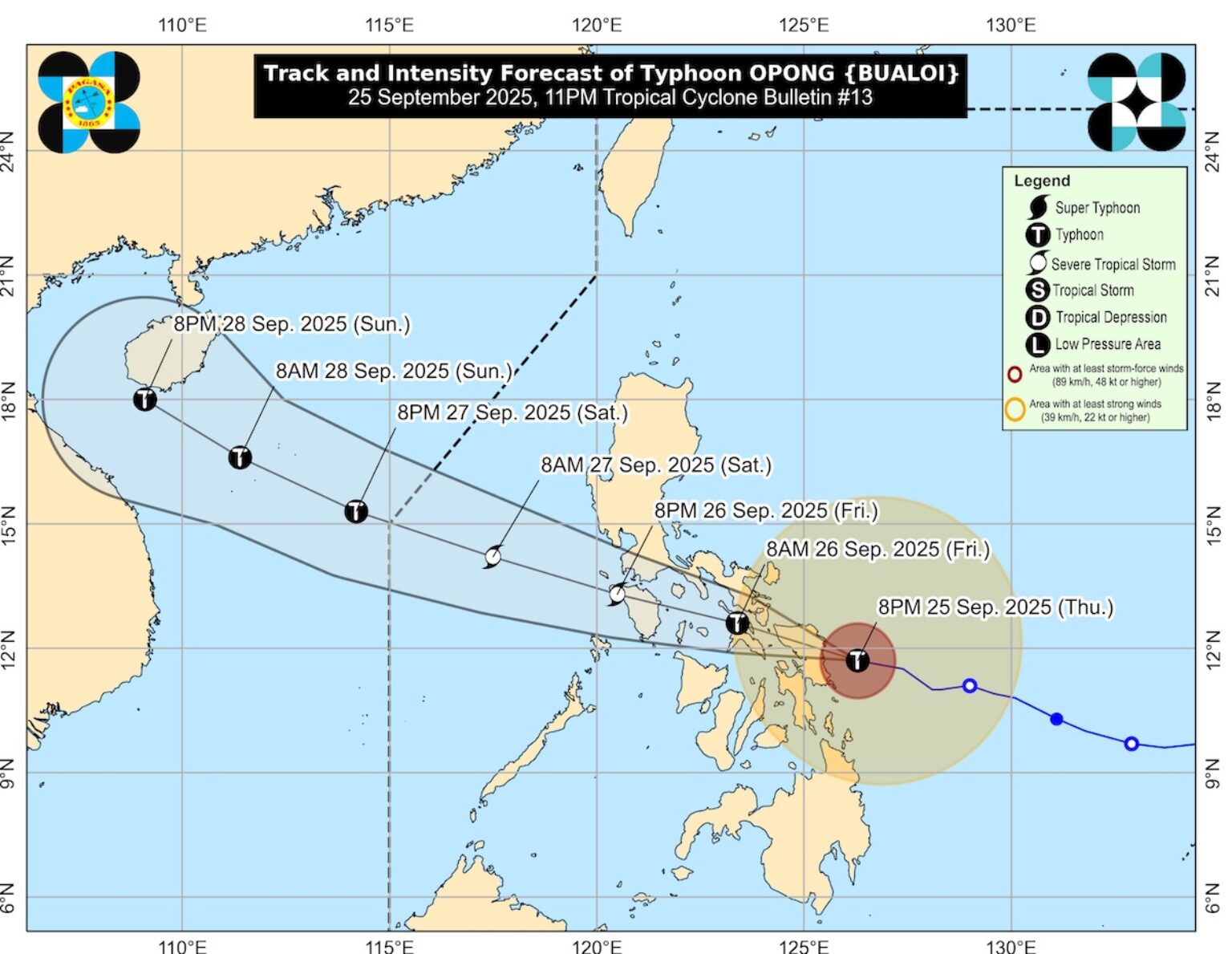 Signal No. 4 raised in several areas as Opong turns into typhoon