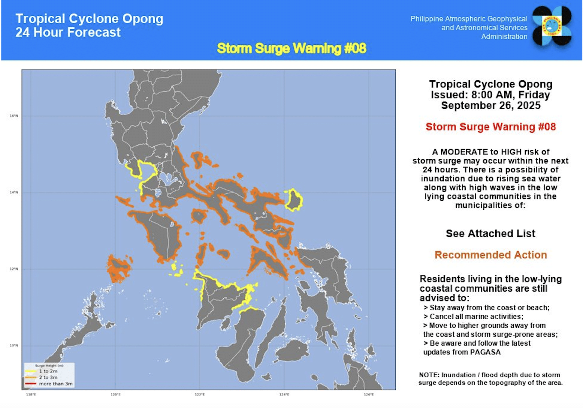 Opong may trigger storm surges in coastal areas – Pagasa