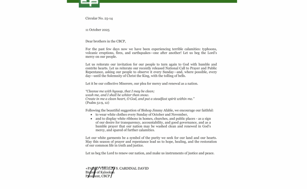 CBCP launches prayer campaign following series of disasters
