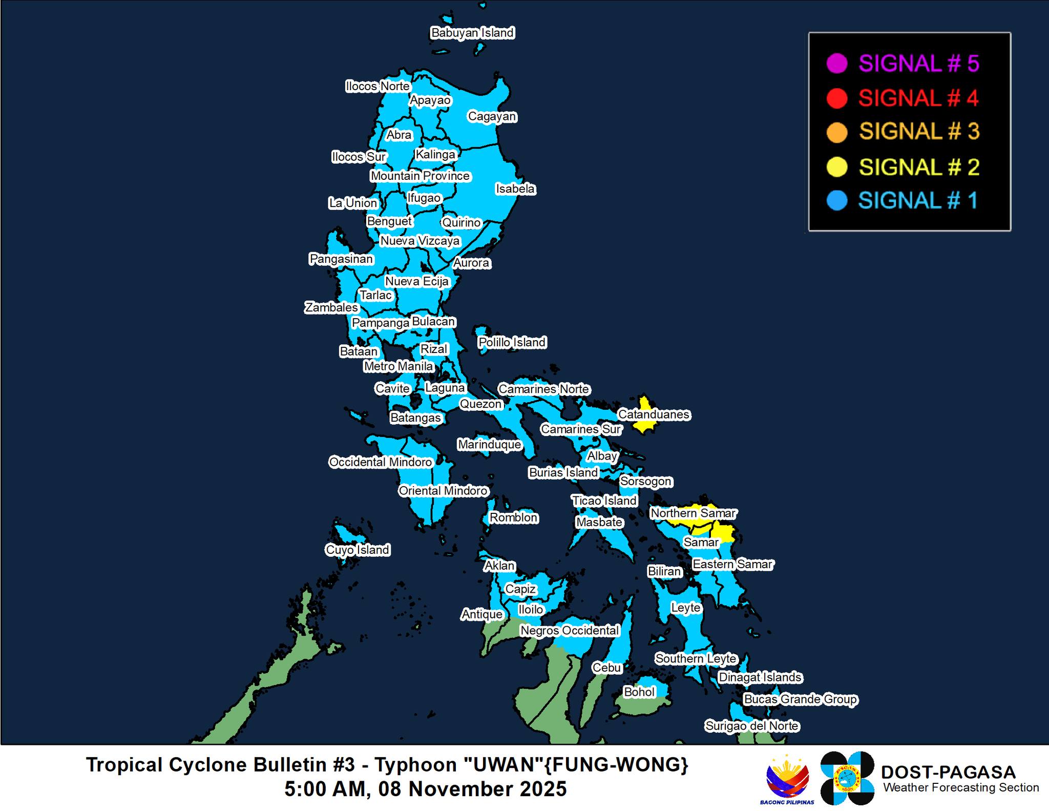Signal No. 2 up over Luzon, Visayas areas as Uwan intensifies